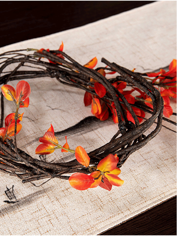 Artificial Twig With Foliage, Fake Small Tree Branch, Fall Orange Leaf ...