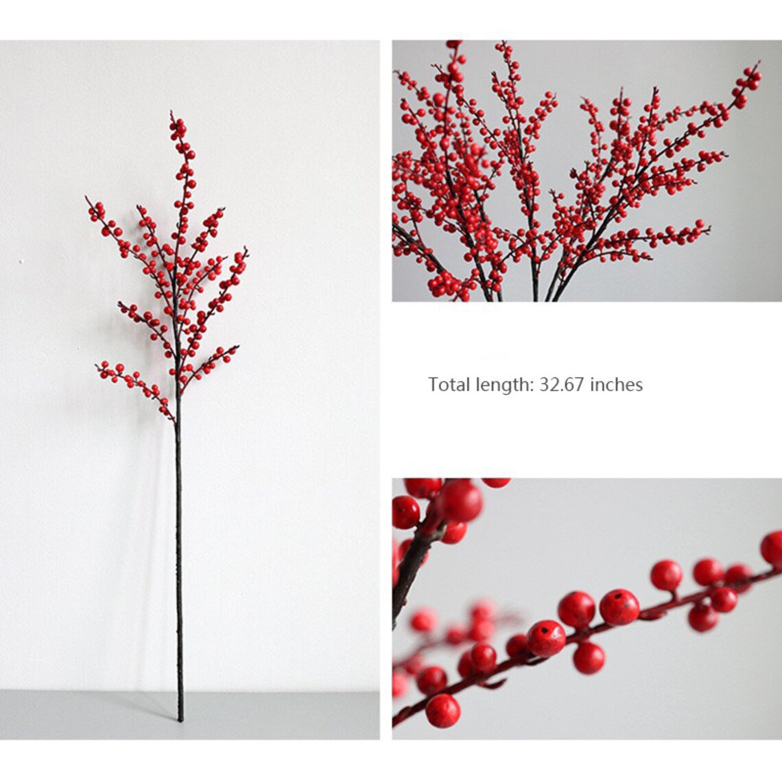 Artificial Holly Fruit Branch, Fake Berry Stem, Chinese Home Floral ...
