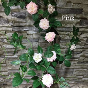 Climbing Rose Long Vine, Artificial Rosa Flower Cane With Foliage, Fake ...