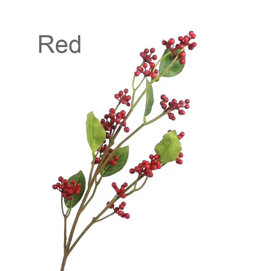 Berry Branch With Leaf Artificial, Faux Small Fruit Stem, Home Floral ...