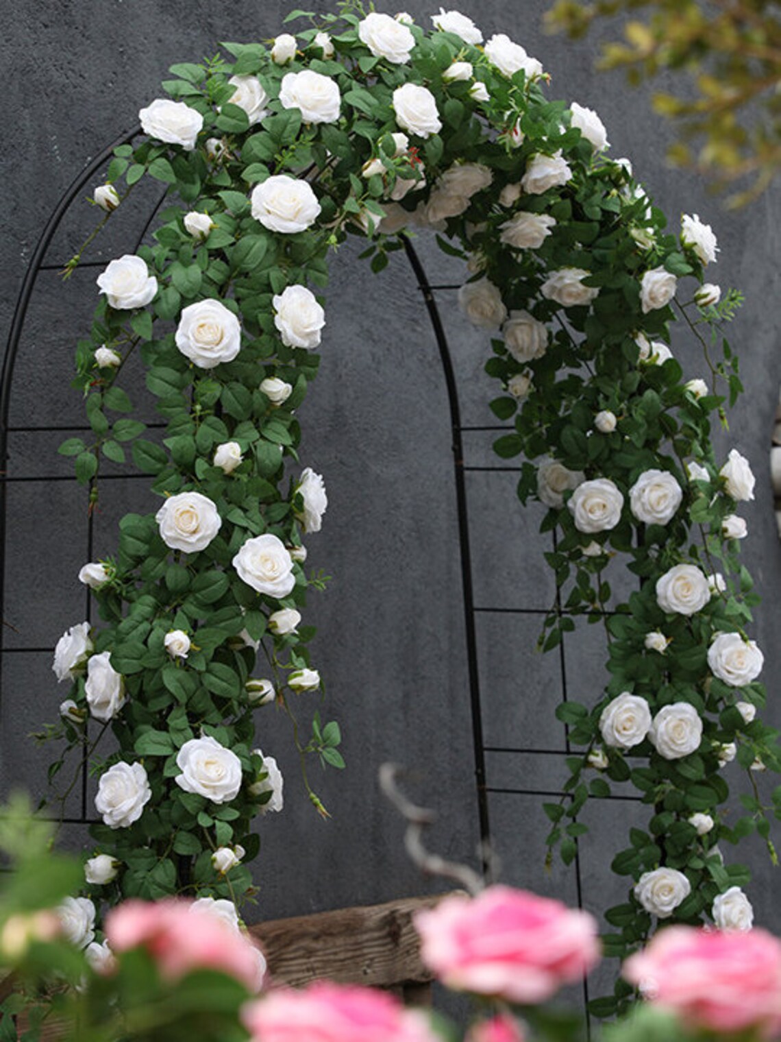 Fake Rose Long Vine With Leaves and Buds, Artificial Rose Wall Hangings ...
