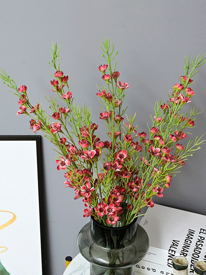 Artificial Winter Sweet Branch With Foliage, Fake Wax Flower Stems ...