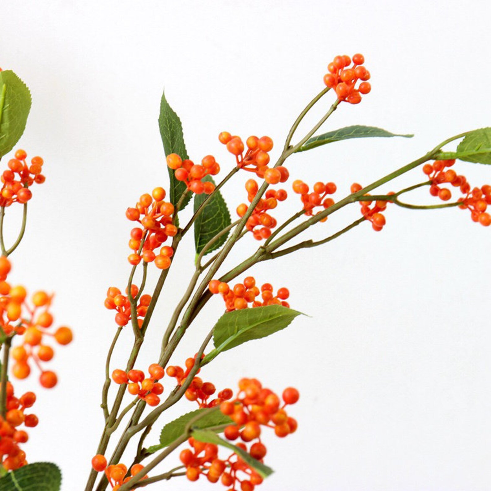 Berry Branch With Leaf Artificial, Faux Small Fruit Stem, Home Floral ...