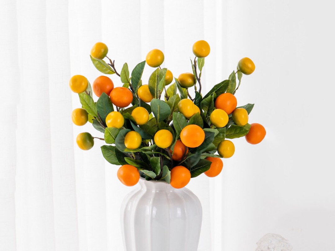 Kumquat Fruit Branch With Leaves, Artificial Tangerine Craft, Fake ...
