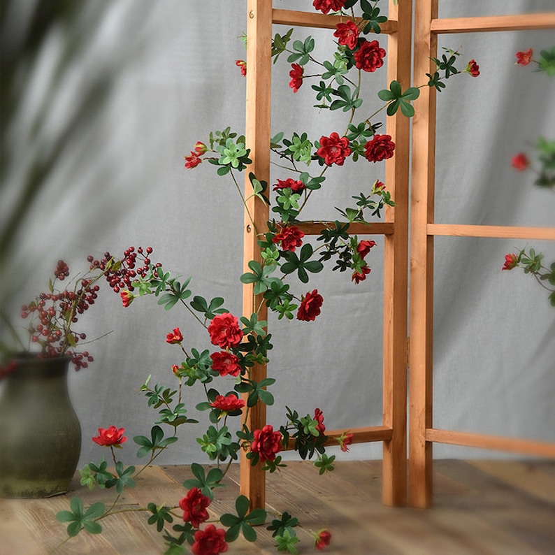 Fake Climbing Rose Long Vine Wall Hanging Artificial Rosa Banksiae Cane ...