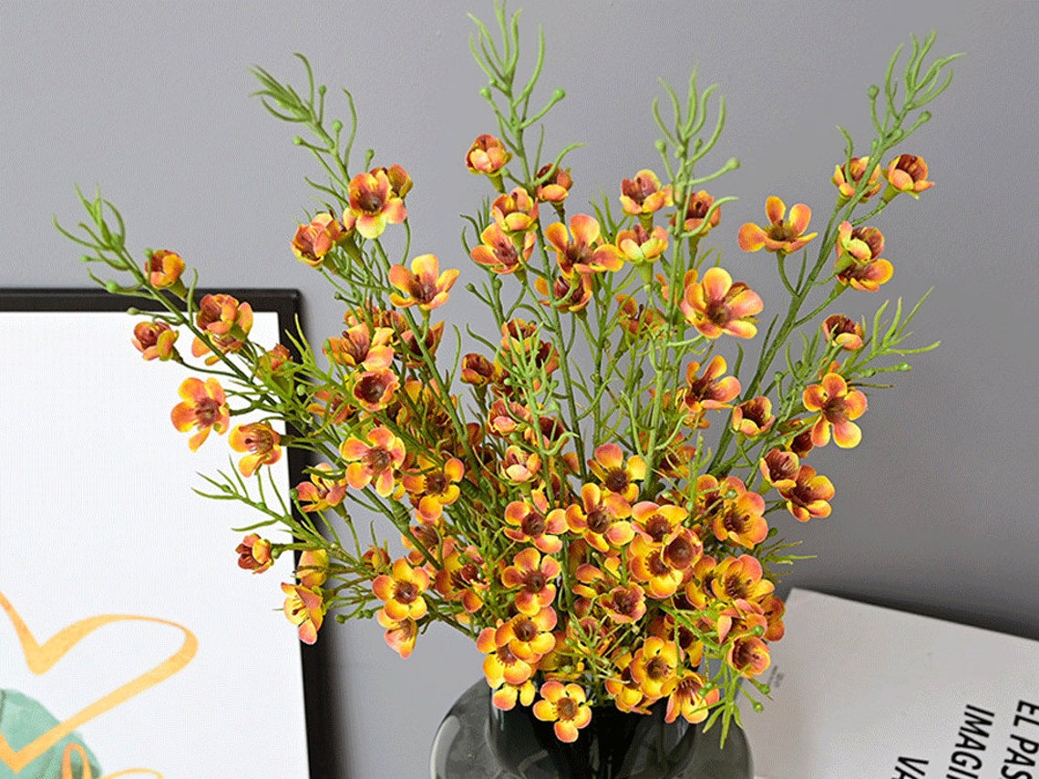 Artificial Winter Sweet Branch With Foliage, Fake Wax Flower Stems ...
