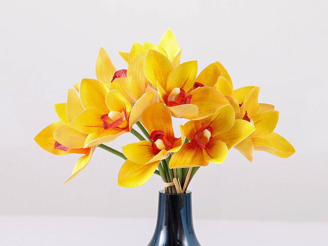 Fake Cymbidium Orchid Bouquet, Artificial Flower, Real Touch Petals ...