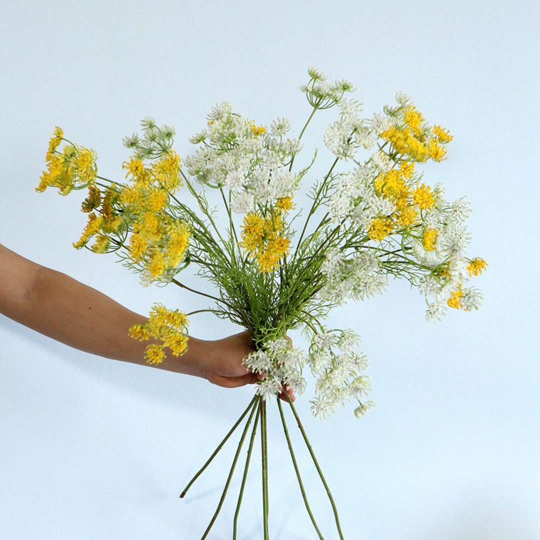Artificial Lace Wildflower Stem, Fake Flower With Foliage, Faux Baby's ...