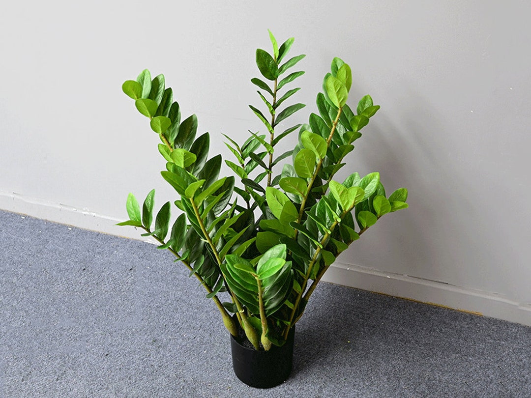 Artificial ZZ Plant Foliage Stem, Fake Zamioculcas Zamiifolia Potted ...