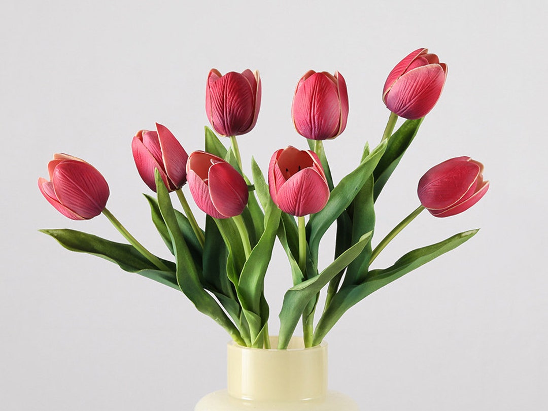 PU Tulip Stems With Leaves, Artificial Flowers, Home Floral Decor ...