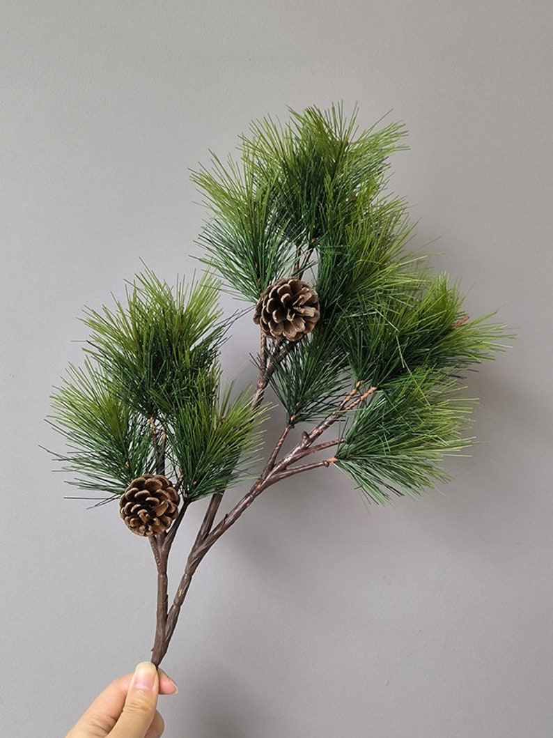 Fake Pine Needle Branch With Pine Cone, Artificial Pine Tree Twig With ...