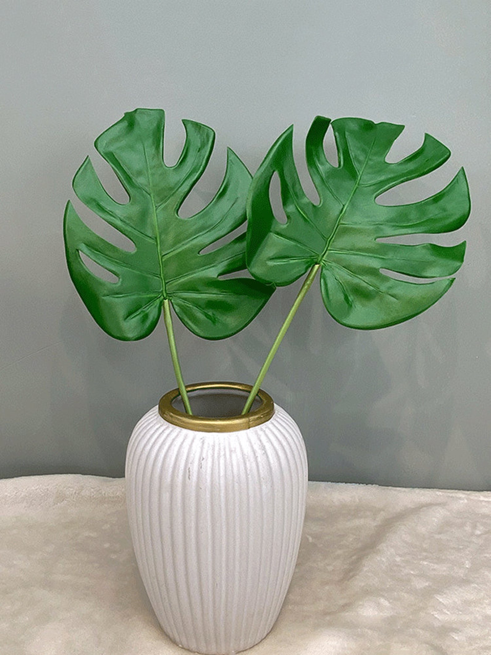 Artificial Monstera Leaf Stem, Faux Tropical Plant Foliage, Indoor ...