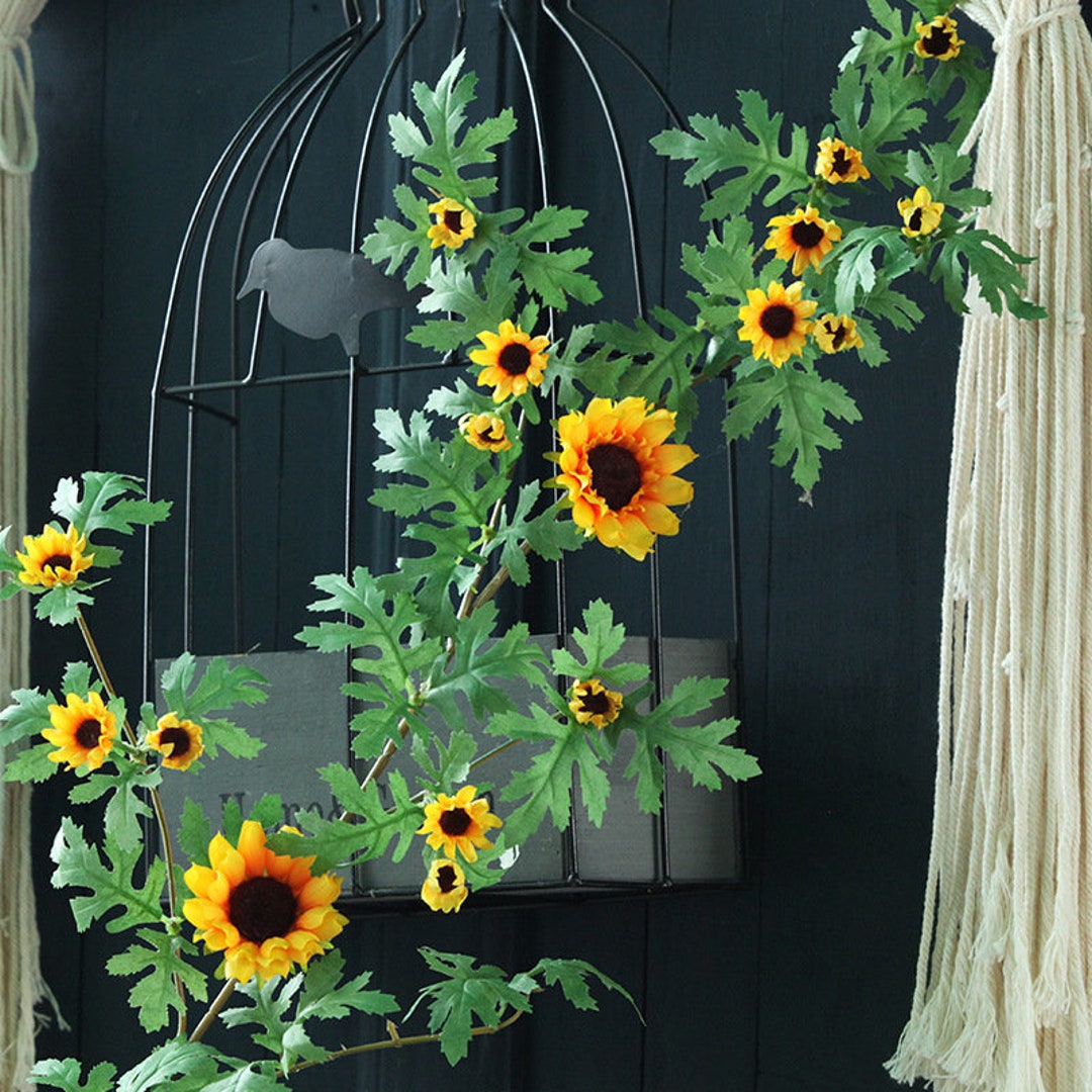 Trailing Sunflower Vine, Artificial Climbing Flower Cane With Foliage ...