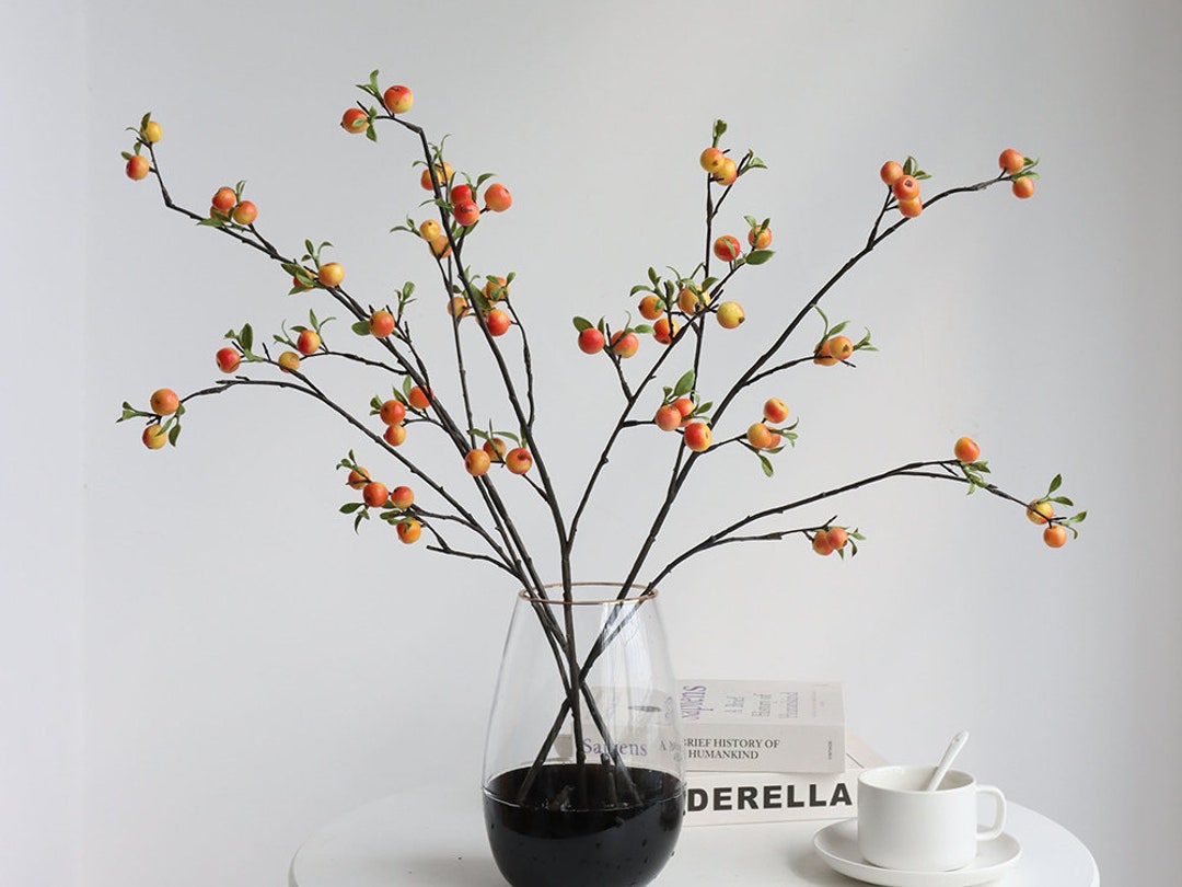 Artificial Mini Apple With Leaf Bud Fake Small Berry Stem Chinese Home ...
