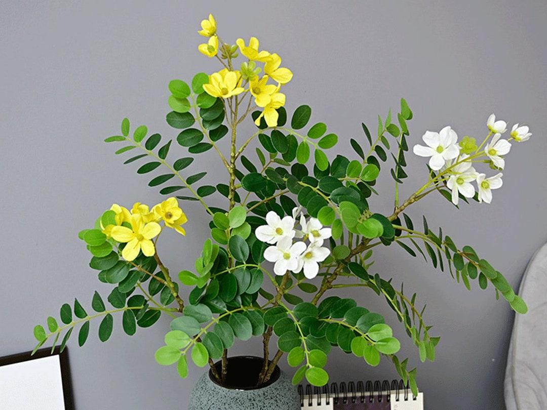 Realistic Locust Flower With Leaves, Real Touch Foliage Branch ...