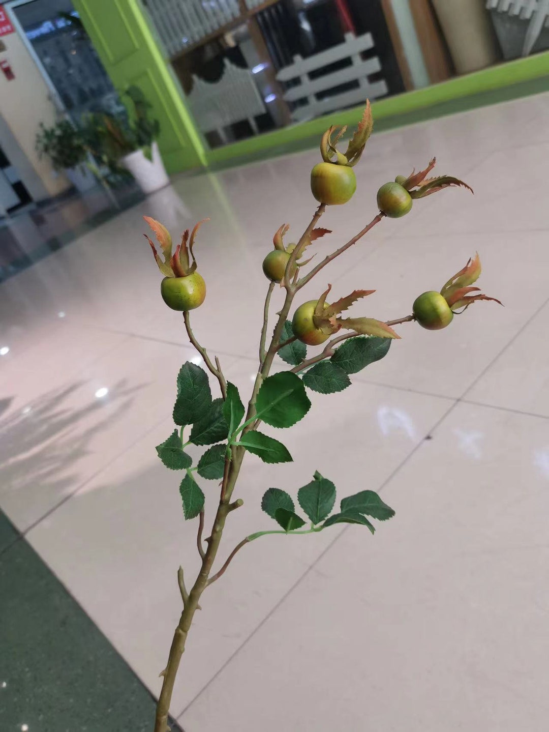 Artificial Rose Hips Stems, Realistic Fruits With Leaves, Home Floral ...