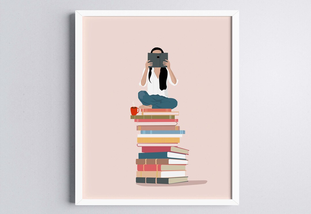 Book Lover Art Print, Girl Reading Art Print Book Gift - Etsy