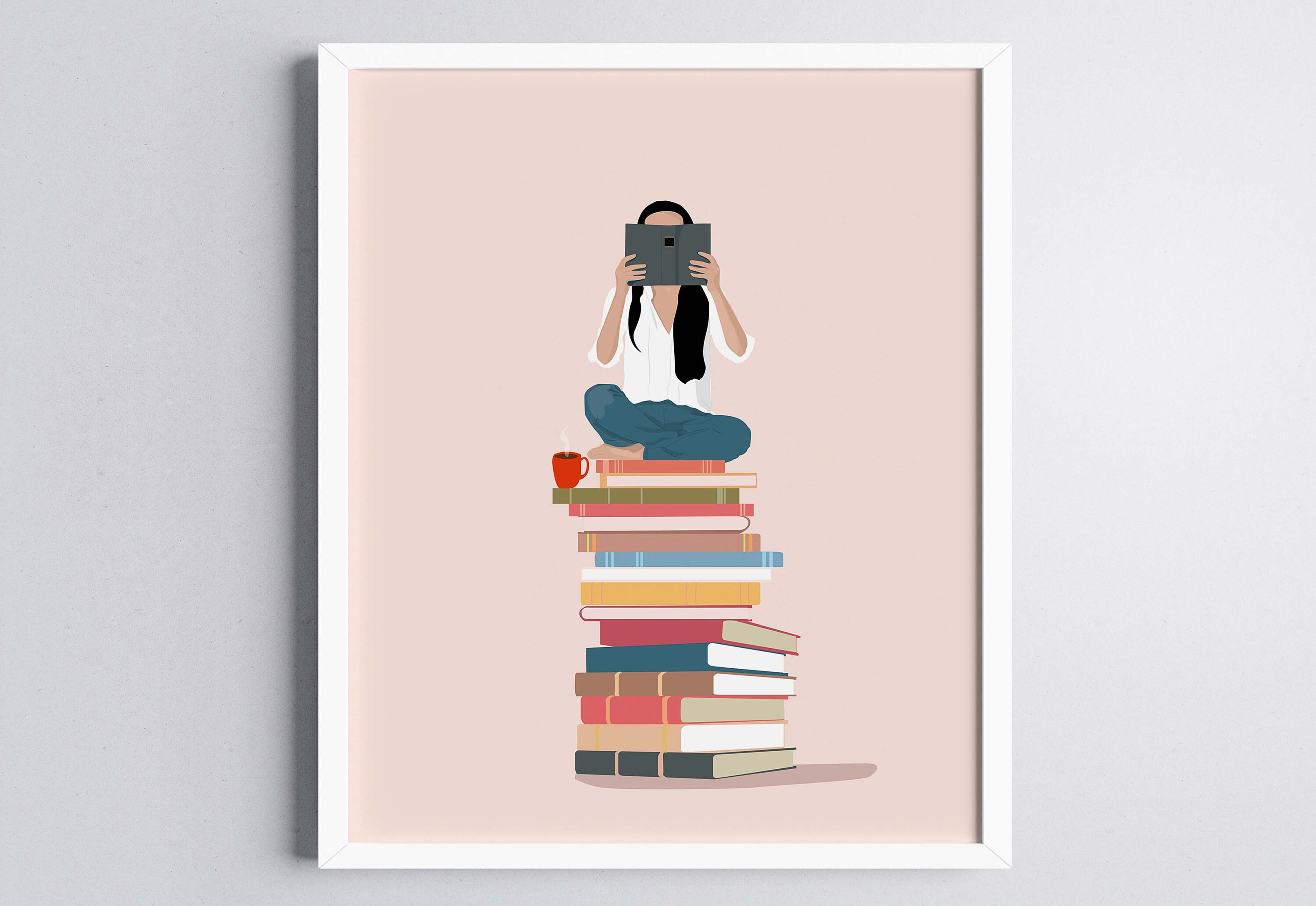 Book Lover Art Print Girl Reading Art Print Book Gift | Etsy