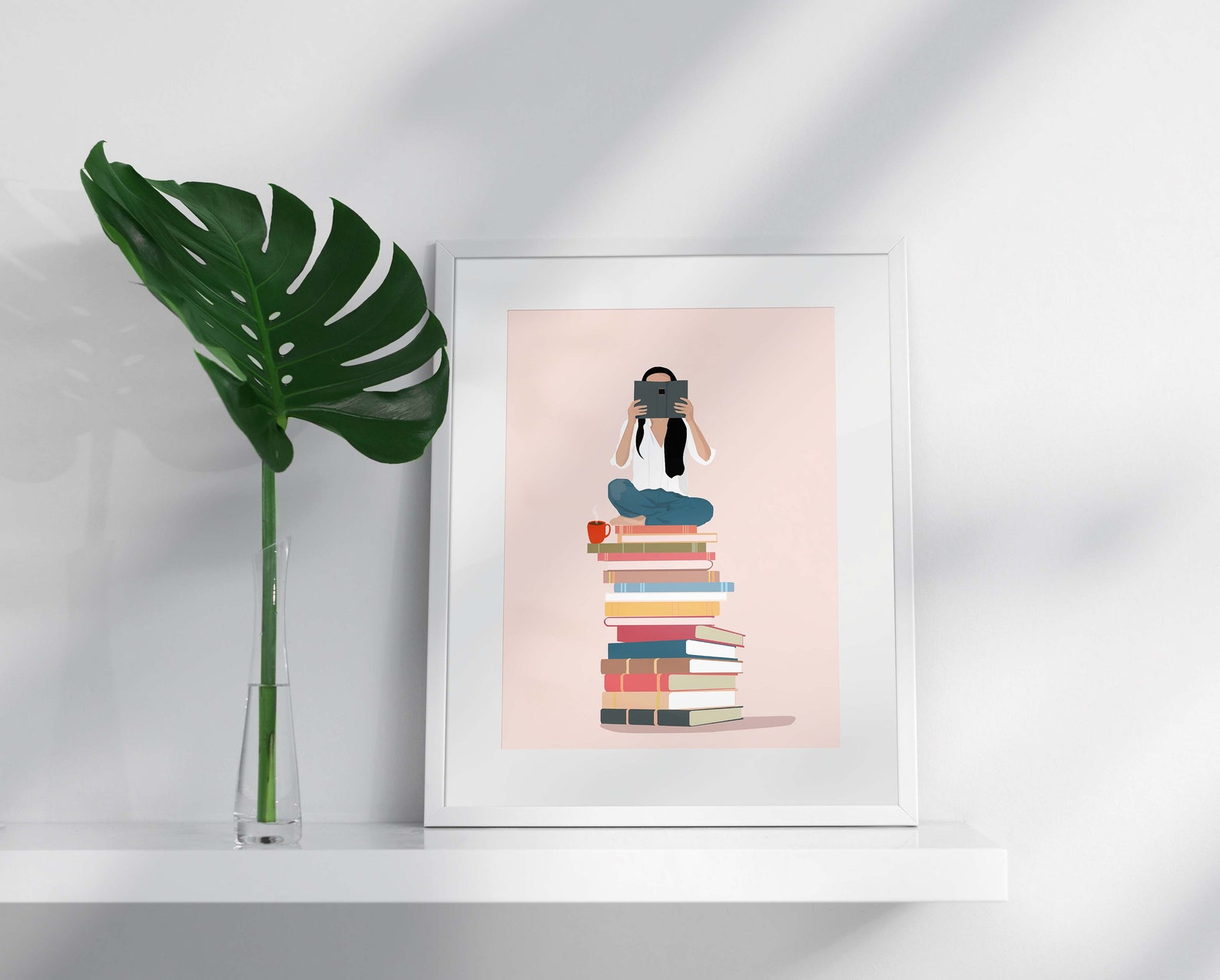 Book Lover Art Print Girl Reading Art Print Book Gift | Etsy