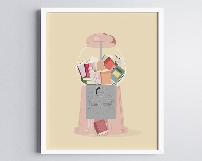 Personalized Art Print Reading Girl Figural Art Library - Etsy