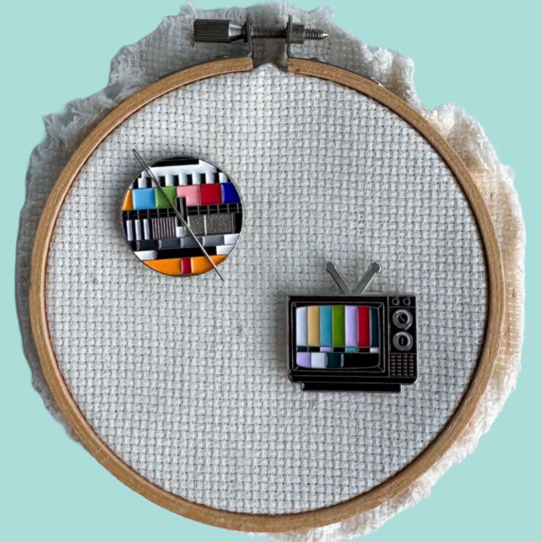 Static and Retro TV Enamel Needle Minder, Fridge Magnets, Television ...