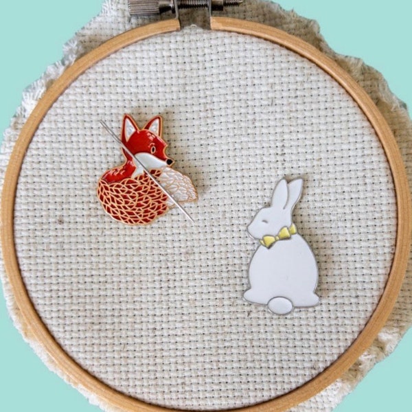 Fox and Rabbit Cross Stitch Fabric - Etsy