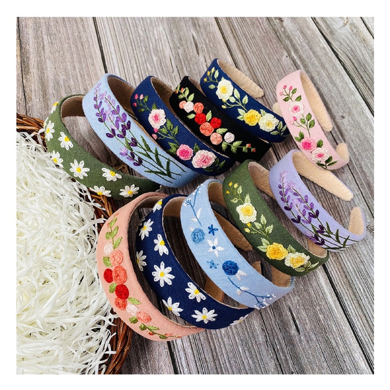 Embroidered Headband - Etsy