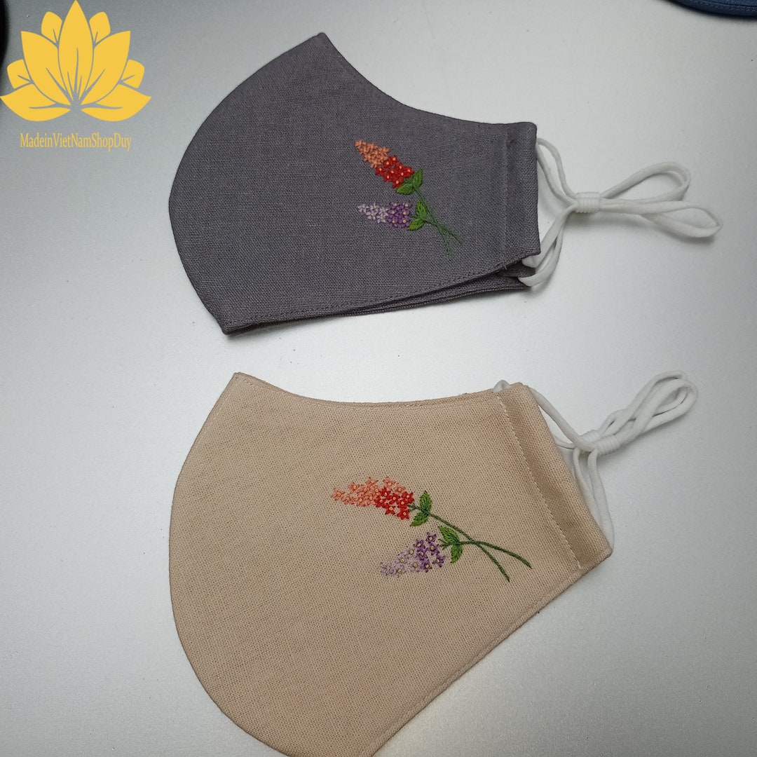 Elegant Floral Embroidery Face Mask,face Mask 3 Layers for Spring ...