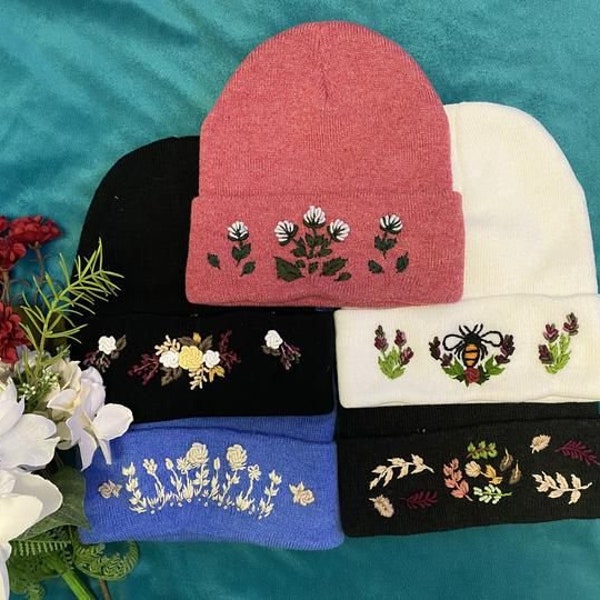 Hand Embroidered Beanie - Etsy