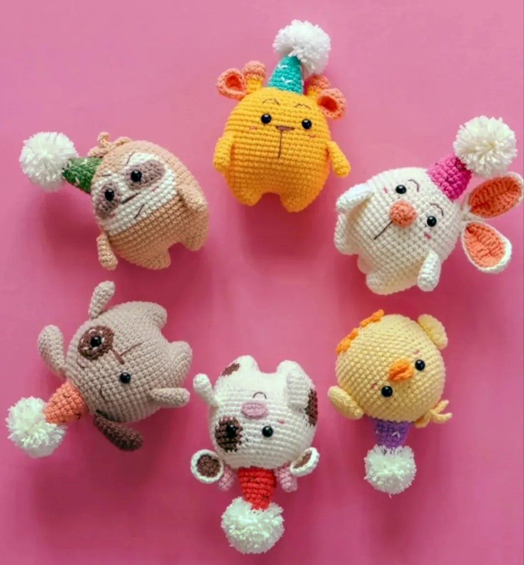 Crochet Amigurumi Animal Keychain, Cute Animal Crochet Keychain, Animal ...