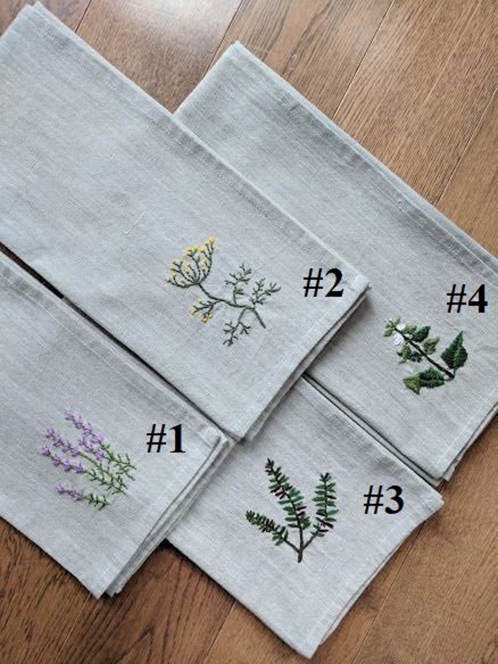 Linen Napkins Embroidered Linen Napkins Hand Emboridery - Etsy
