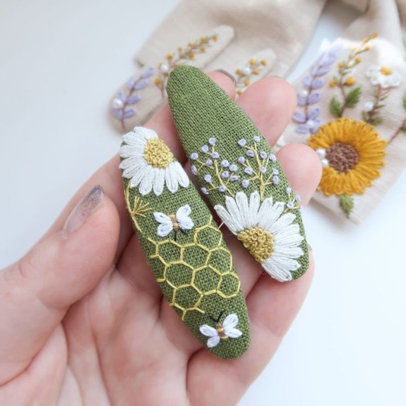 Embroidery Hair Clip - Etsy