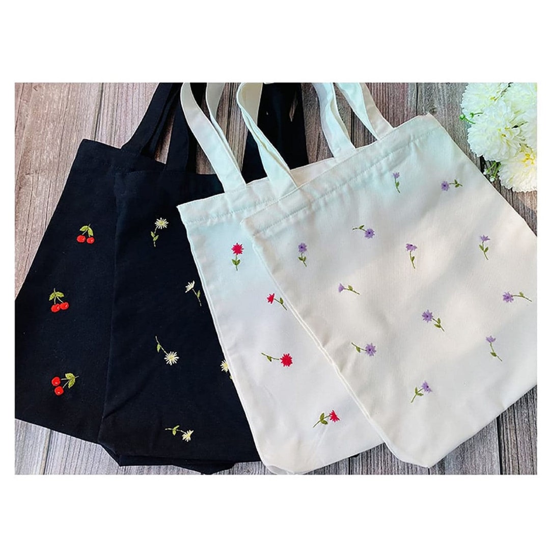 Handmade Embroidered Tote Bag, Flower Embroidered Tote Bag ...