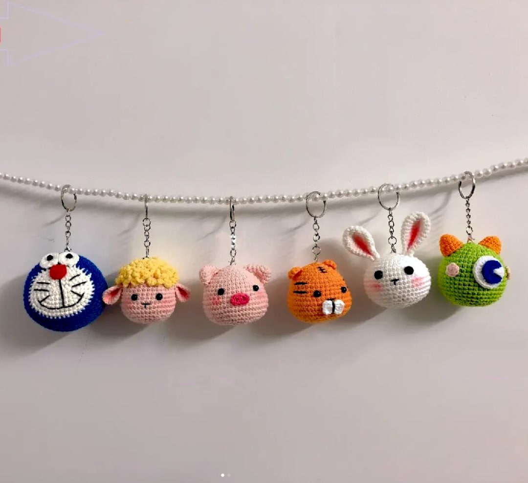 Crochet Amigurumi Animal Keychain, Handmade Crochet Keychain, Lovely ...