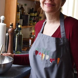 Embroidered Cooking Apron for Women, Embroidery Linen Apron With ...