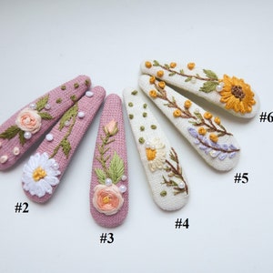Hand Embroidered Linen Hair Clips, Floral Embroidery Hair Clips,hair ...
