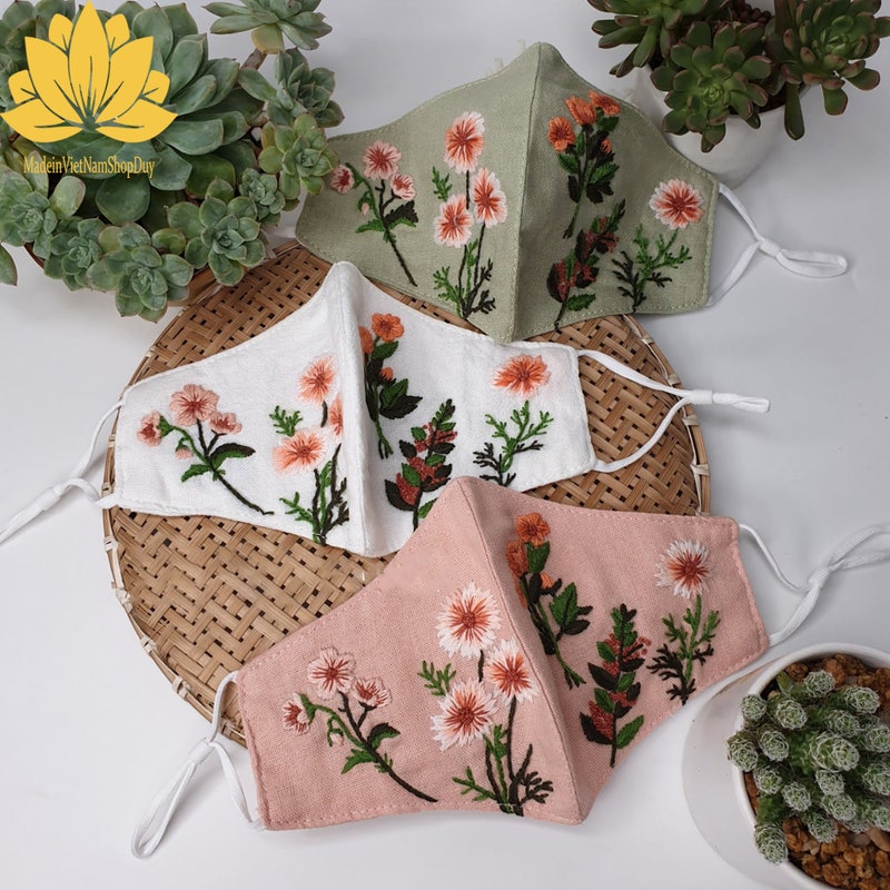 Blue Floral Face Mask - Etsy