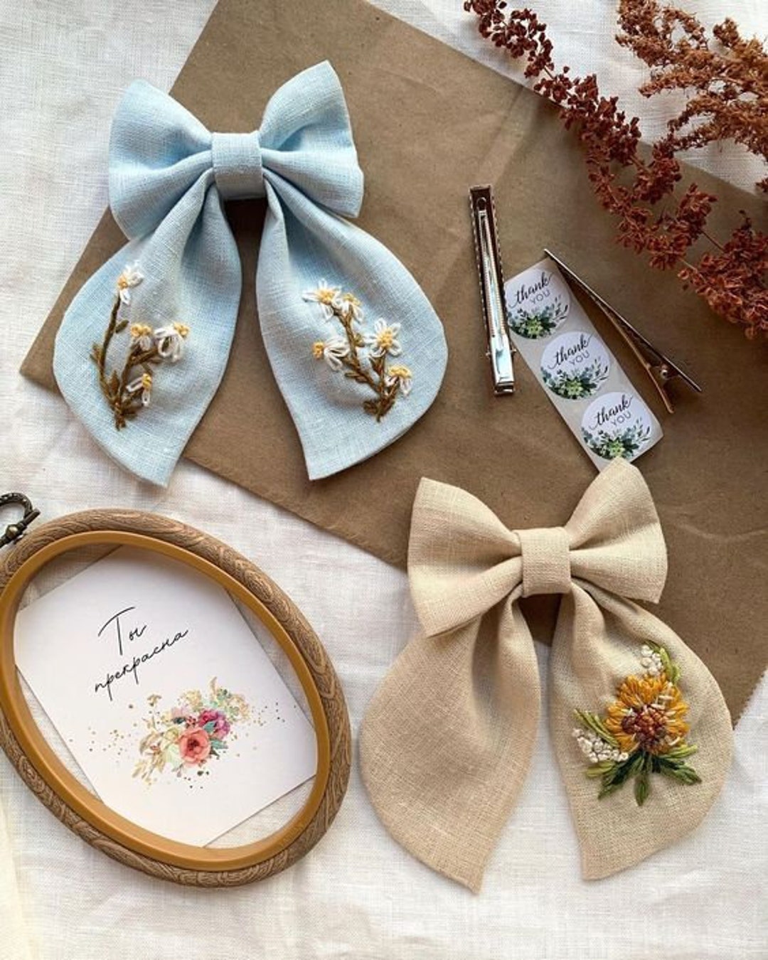 Linen Hair Bow for Girls, Hair Bow Clips, Elastic Hair Bow Tie, Hair ...