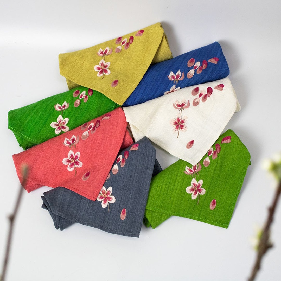 Beautiful Floral Handkerchiefs,linen Handkerchief Embroidered, Hand ...