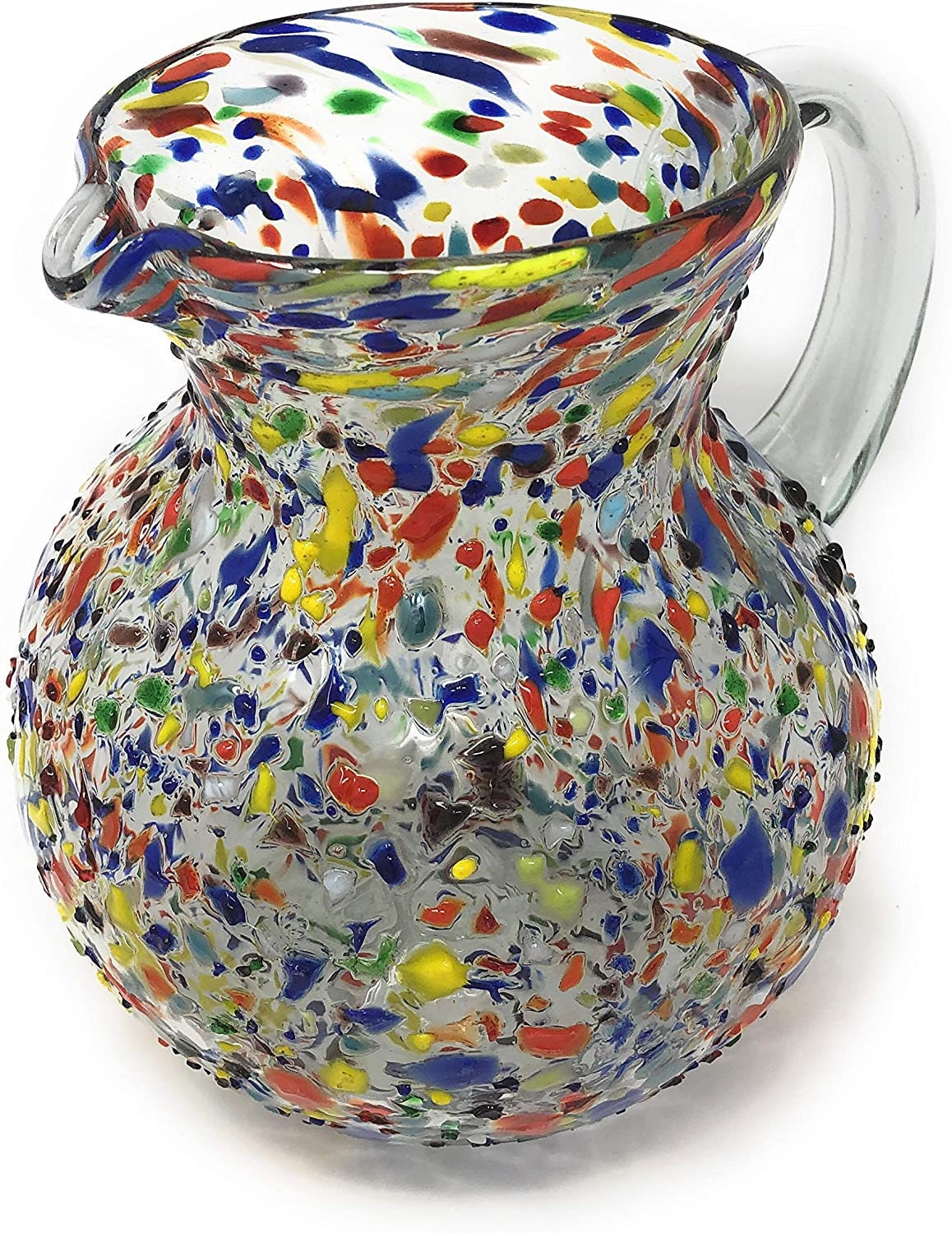 Mexican Hand Blown Glass Pitcher Confetti Rock Design 84 - Etsy