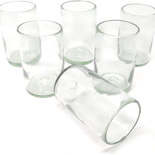 Hand Blown Drinking Glasses Set Of 6 Mexican Confetti Carmen Etsy