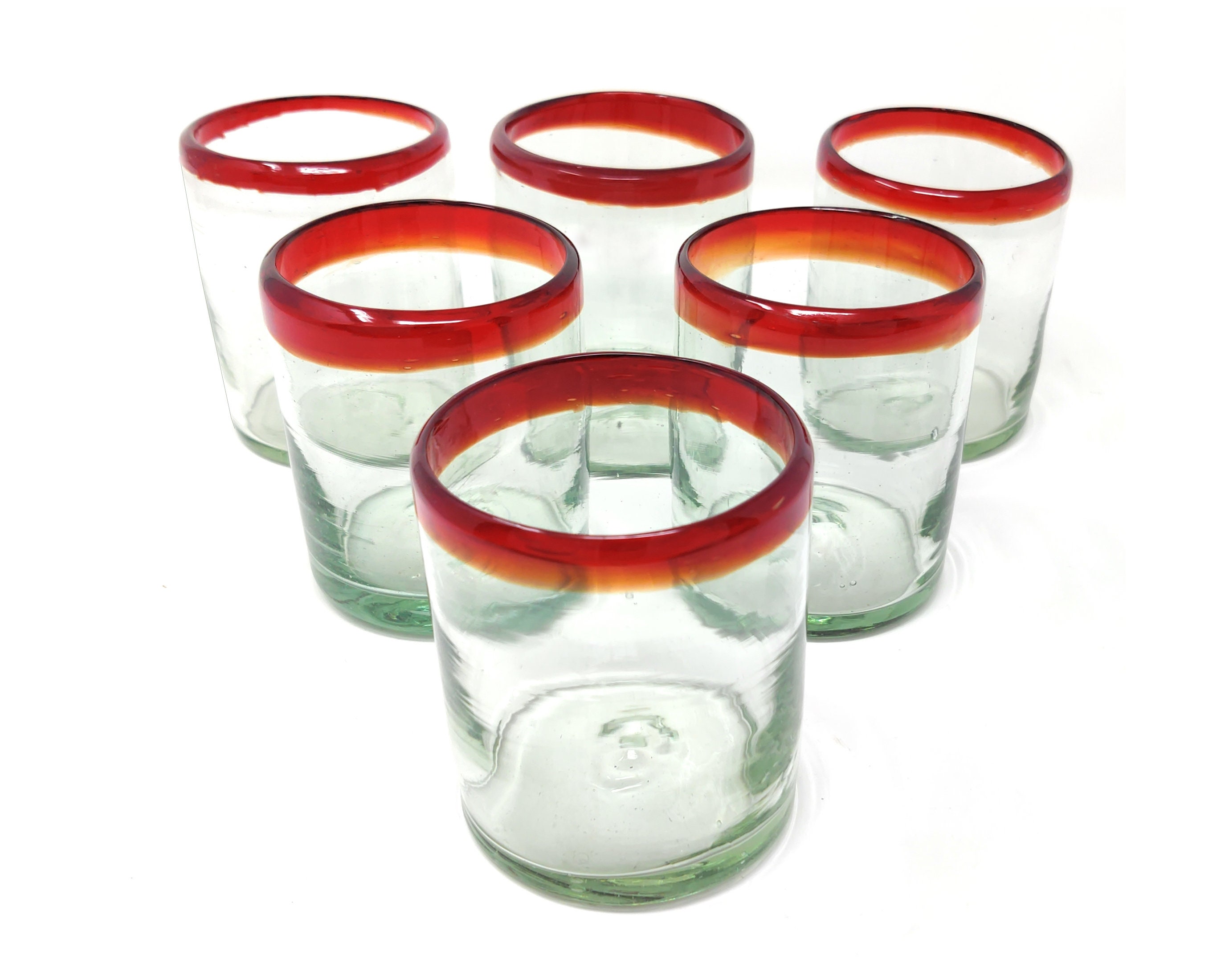 Hand Blown Drinking Glasses Set of 6 Mexican Tumbler Glasses - Etsy
