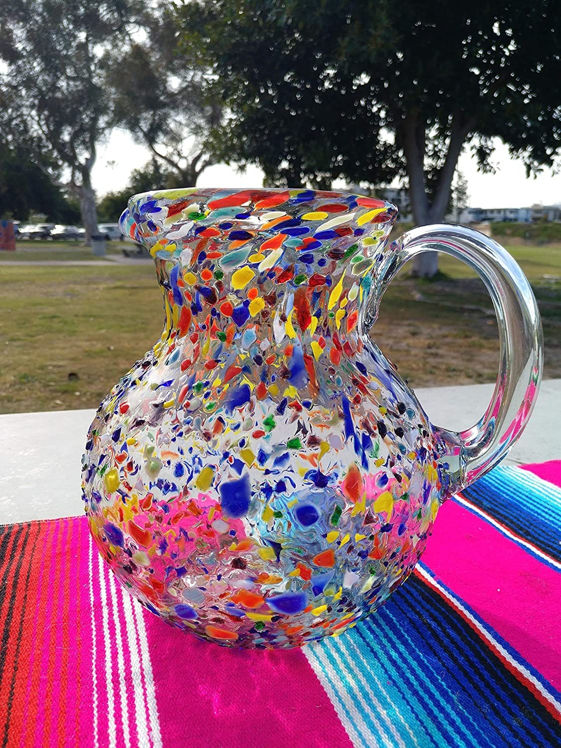 Mexican Hand Blown Glass Pitcher Confetti Rock Design 84 - Etsy
