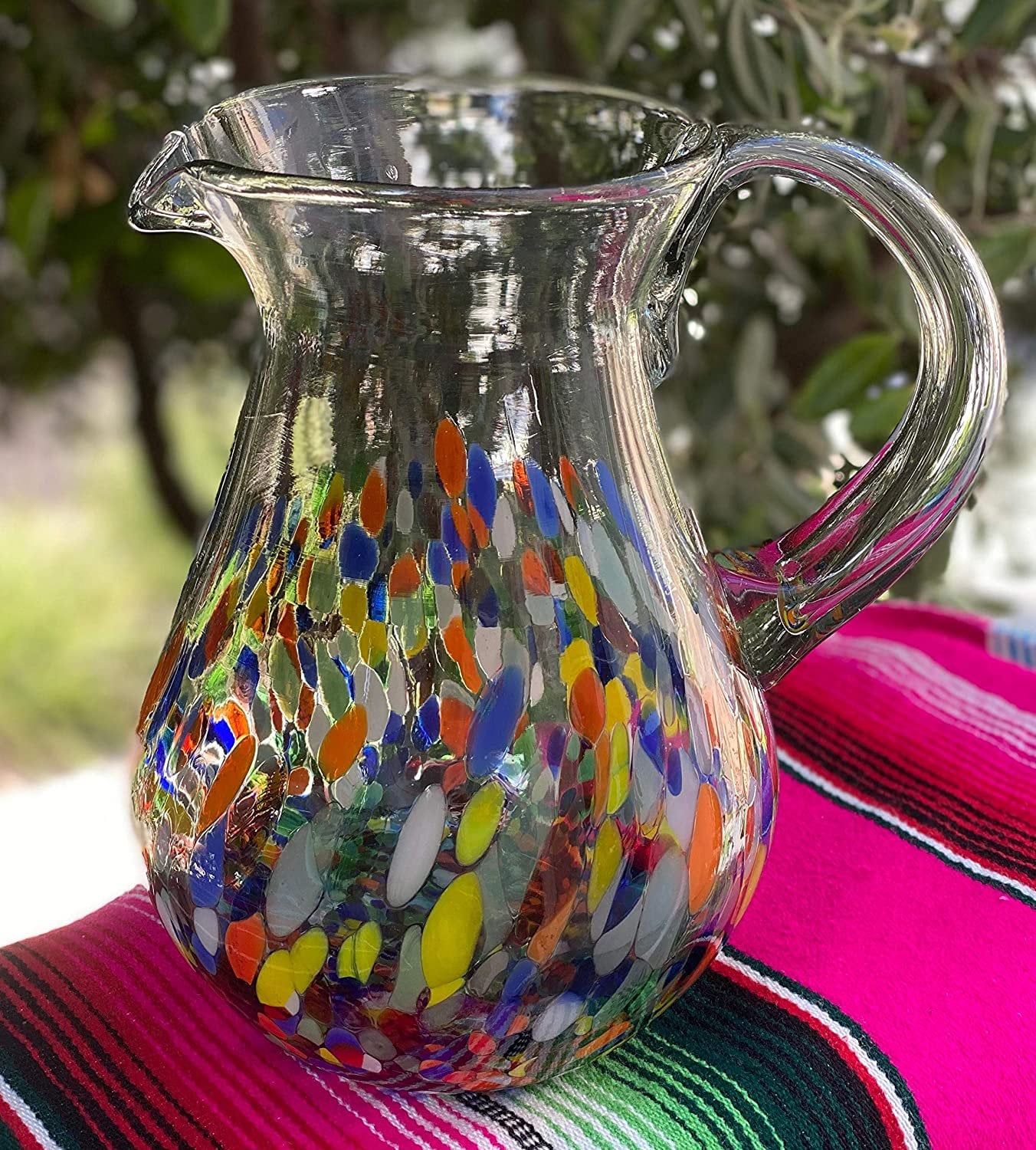 Mexican Hand Blown Glass Pitcher – Confetti Carmen Design (84 Oz) - Etsy