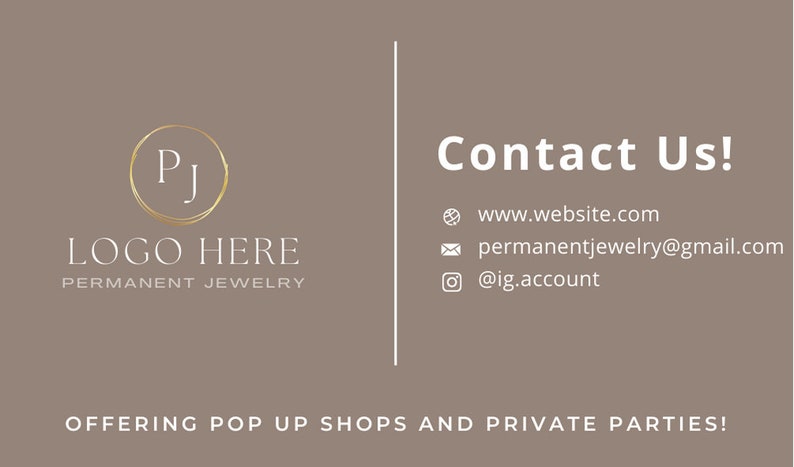 Permanent Jewelry Business Card | Permanent Jewelry Marketing ...