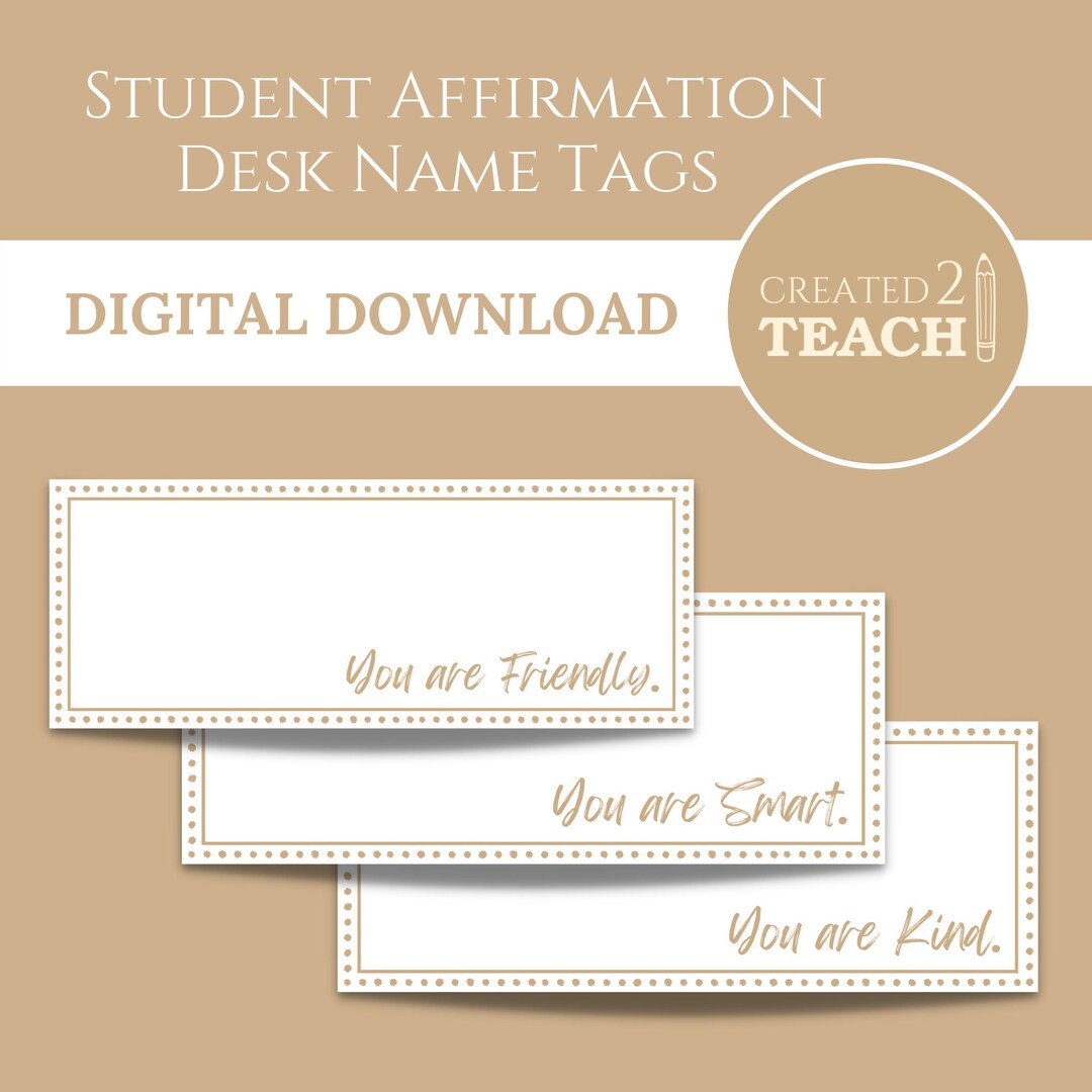 Affirmation Cards, Student Name Tags/desk Plates, Affirmation Name Tags ...