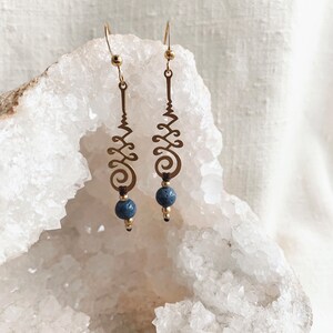 Handmade Blue Coral & Unalome Brass Earrings Beaded Earrings - Etsy