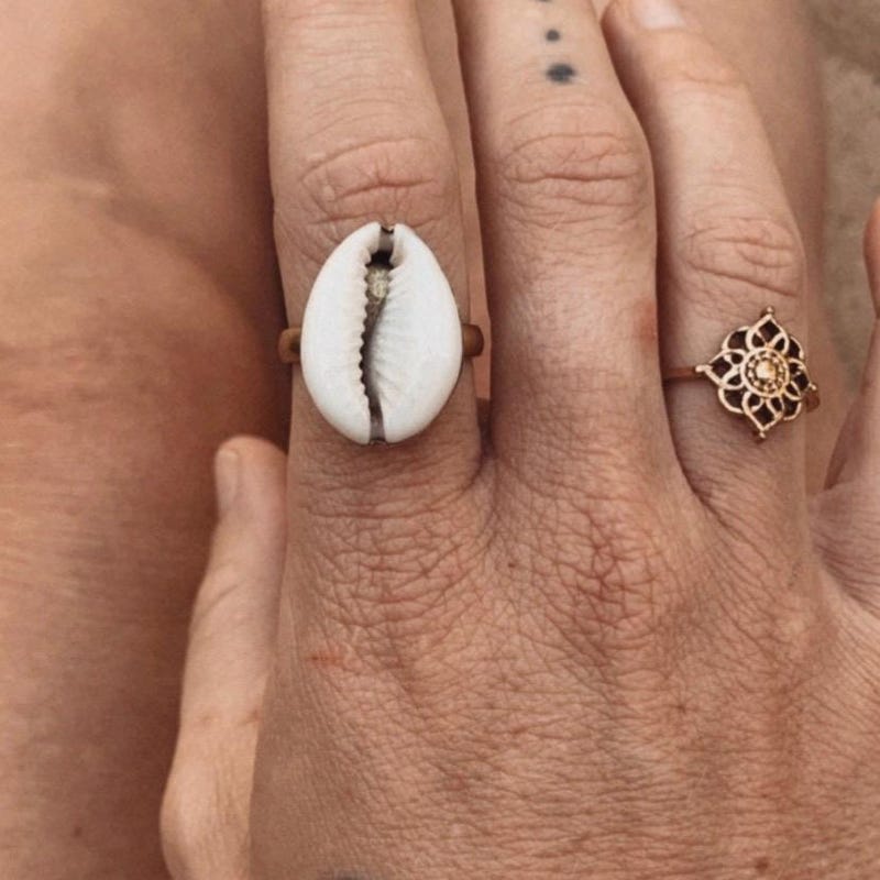 Cowrie Shell Ring - Etsy