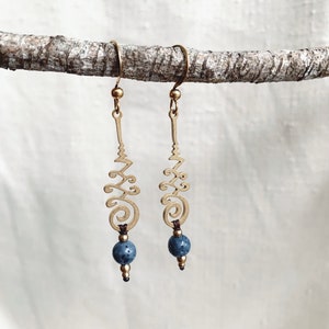 Handmade Blue Coral & Unalome Brass Earrings Beaded Earrings - Etsy