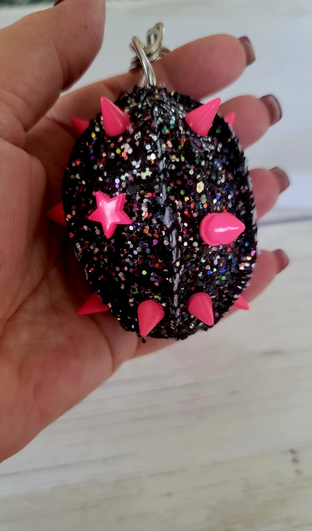 Spikes Keychain/goth Fantasy Emo Studs/faux Leather With Metal Spike ...